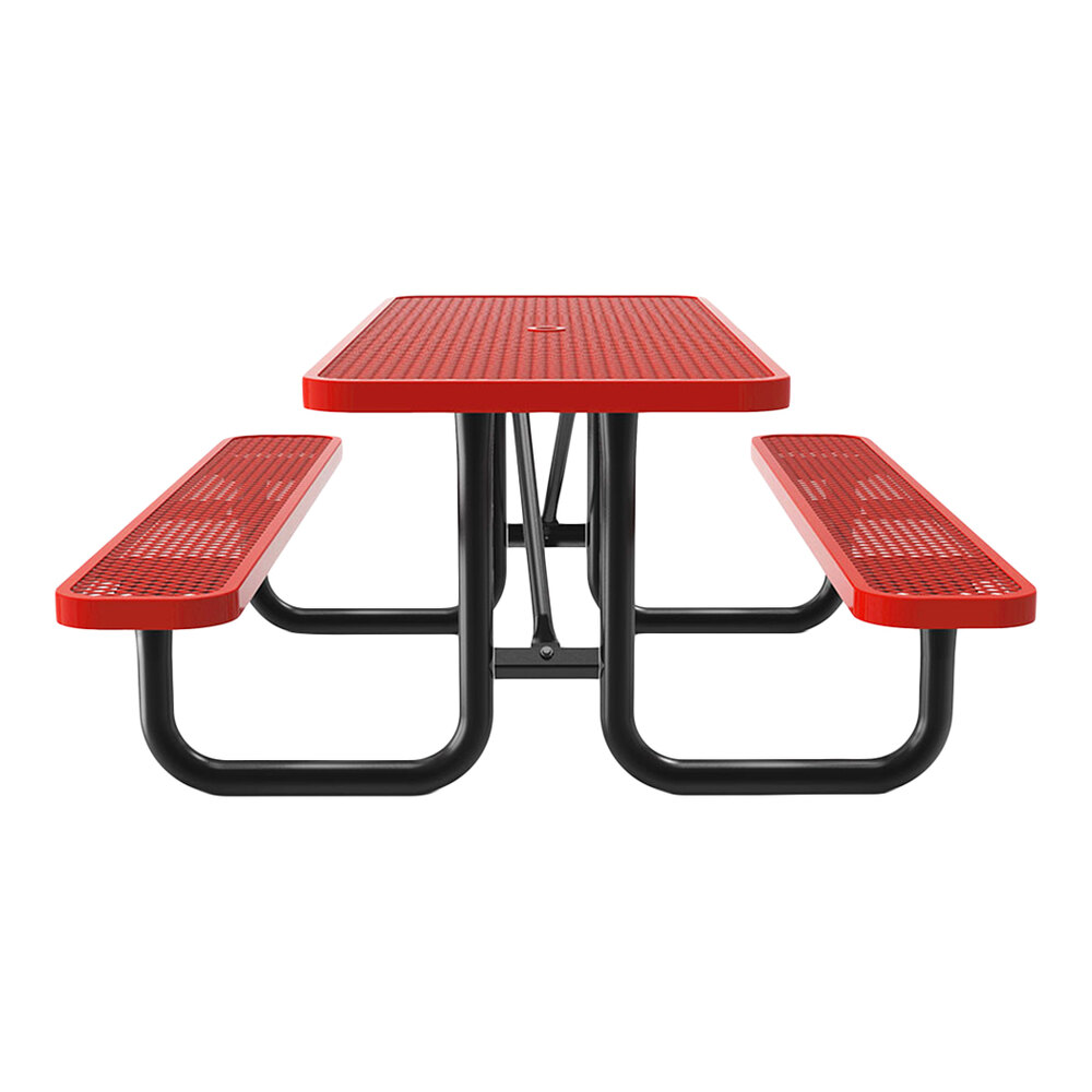 Lifeyard 8' Red Expanded Metal Picnic Table