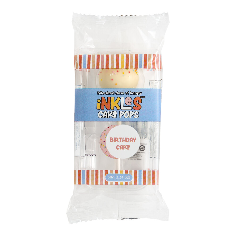 iNKLeS Individually Wrapped Birthday Cake Pop 1.34 oz. - 20/Case
