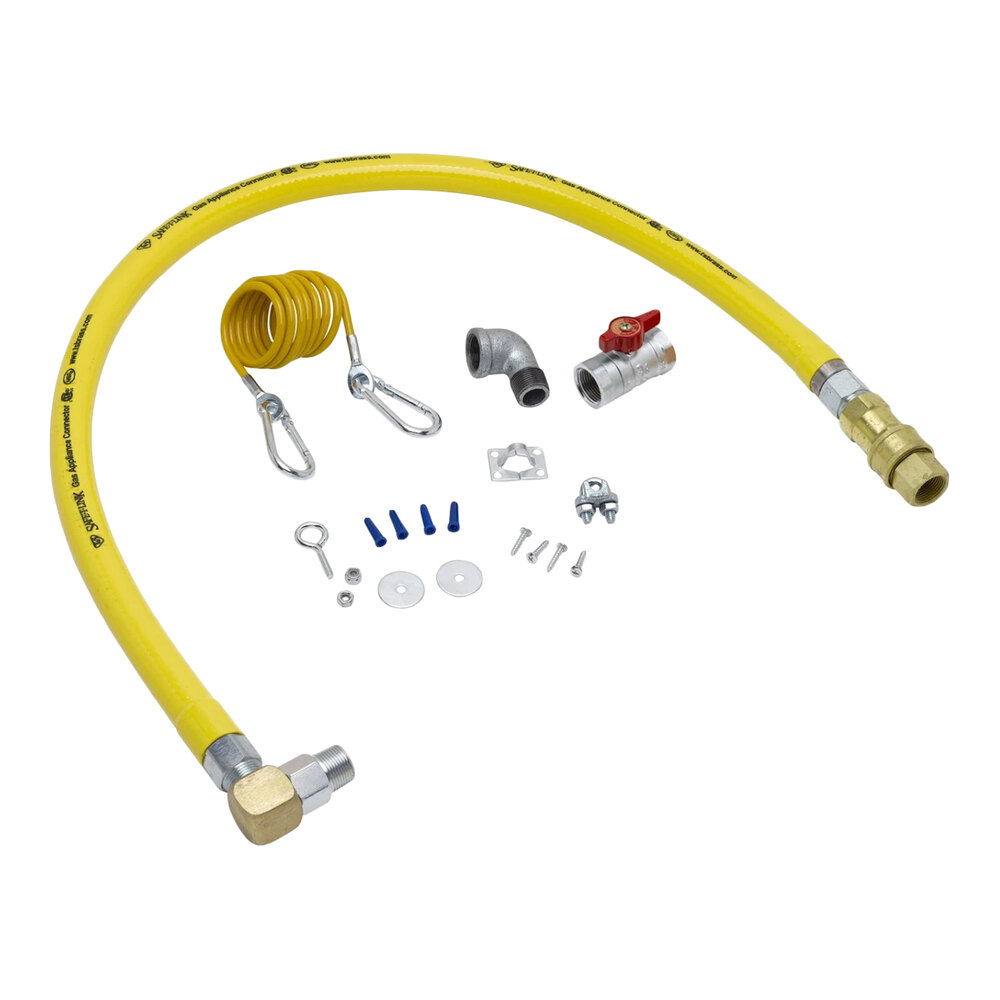 T&S HG-4C-36SEL Safe-T-Link 36" Coated Gas Connector Hose Kit with ...