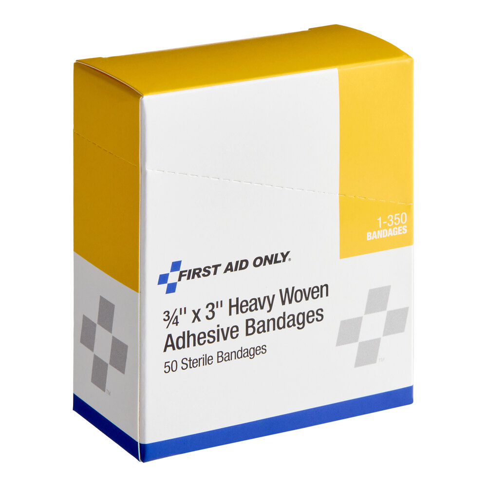 First Aid Only 1-350-001 3/4" x 3" Heavy-Woven Fabric Sterile Adhesive ...
