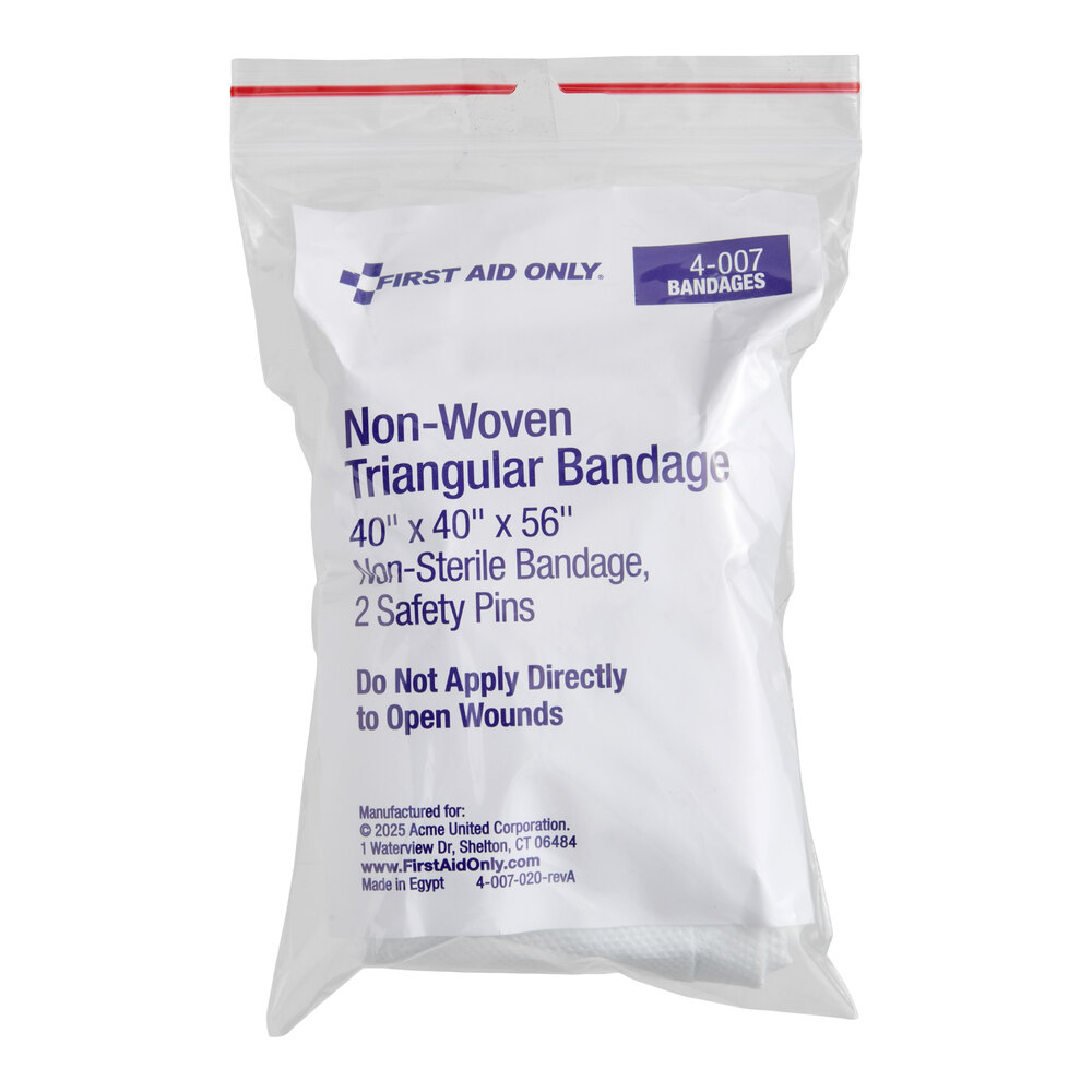 First Aid Only 4-007-003 40" x 40" x 56" Non-Woven Cotton Triangular ...