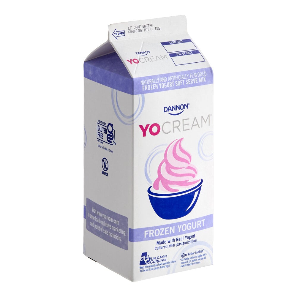 Dannon YoCream Non-Fat Cake Batter Frozen Yogurt Mix 0.5 Gallon - 6/Case