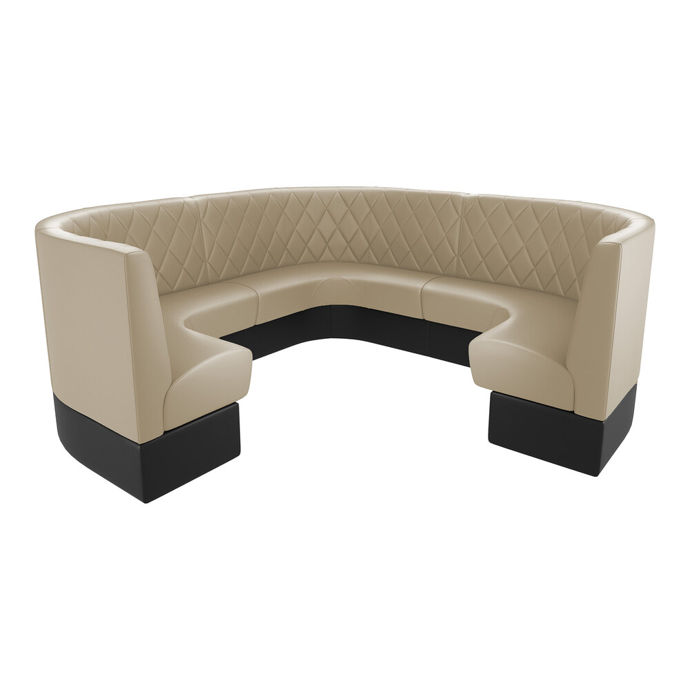 QA Group Cascade 144" Long Fawn Diamond Tufted 3/4 Circle Booth - 36" High