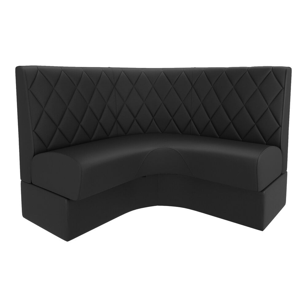QA Group Cascade 48" Long Ebony Diamond Tufted 1/4 Circle Corner Booth ...