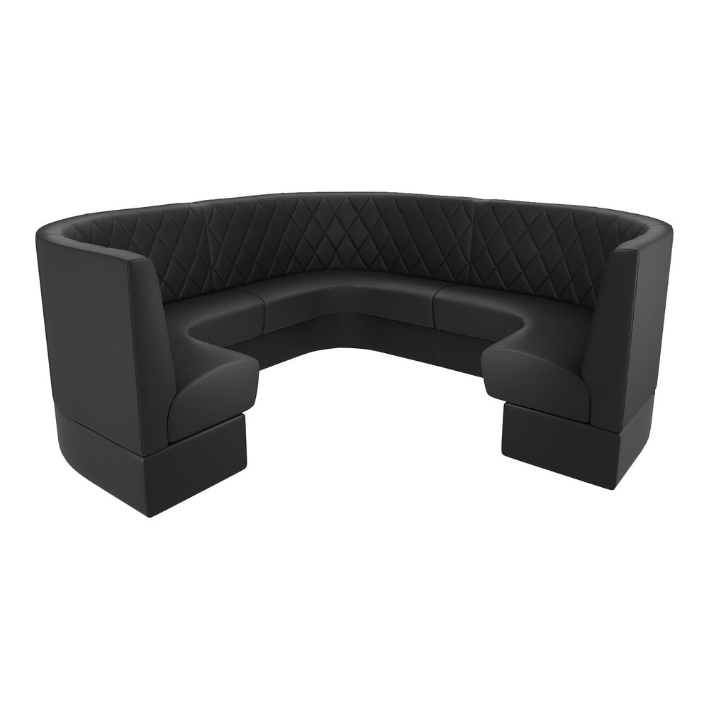 QA Group Cascade 144" Long Ebony Diamond Tufted 3/4 Circle Booth - 42" High
