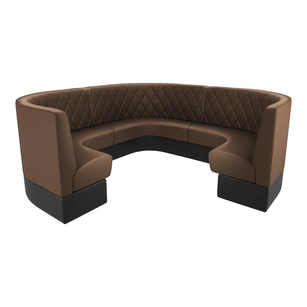 QA Group Cascade 144" Long Cafe Diamond Tufted 3/4 Circle Booth - 36" High