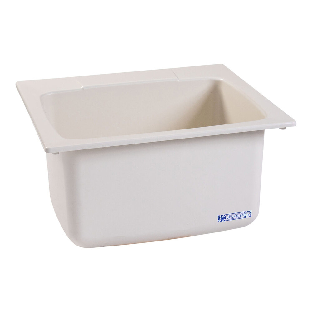 E.L. Mustee 10BT 25" x 22" Biscuit Fiberglass Drop-In Utility Sink with ...