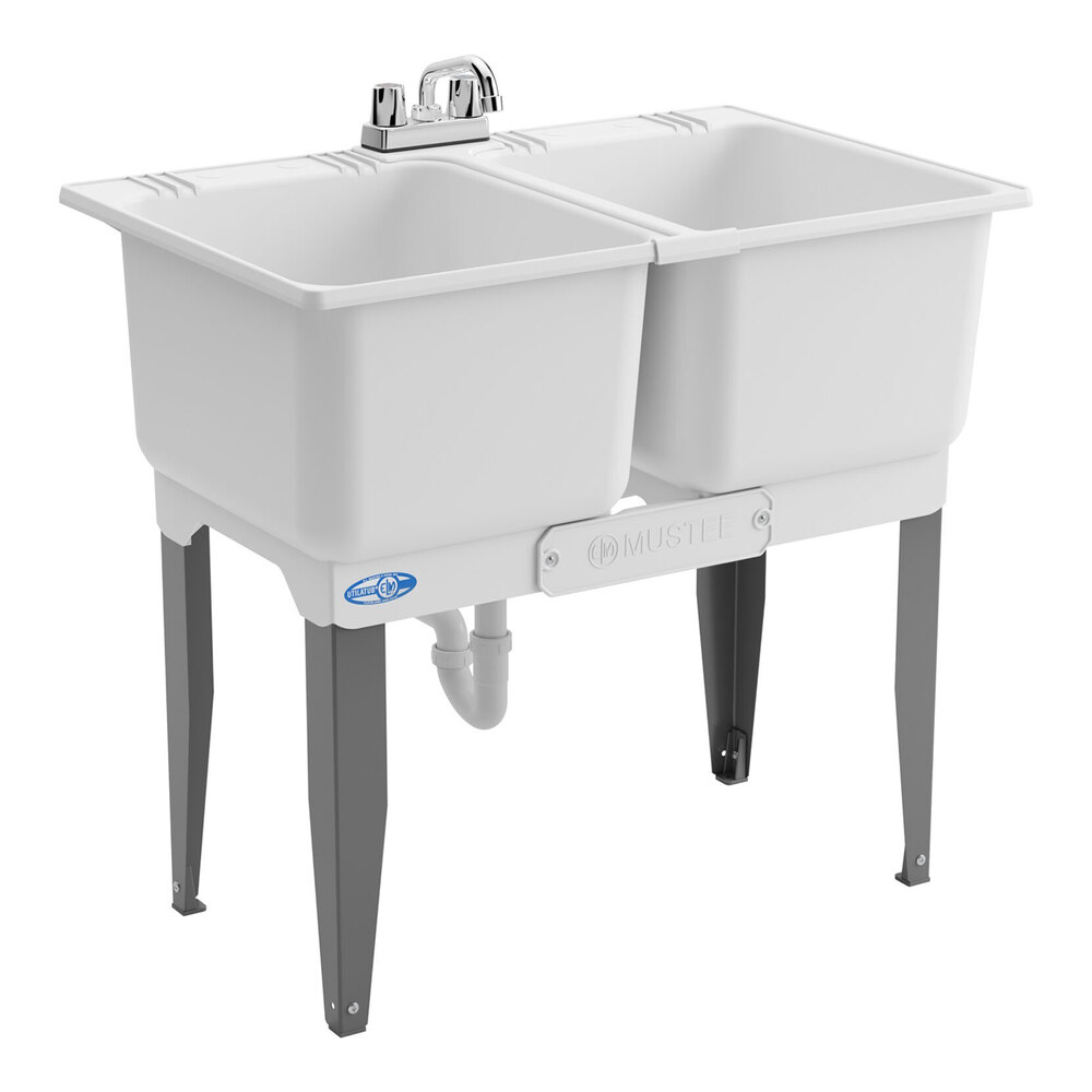 E.L. Mustee 22C UTILATWIN 36" x 23 1/2" 2-Compartment Co-Polypure ...
