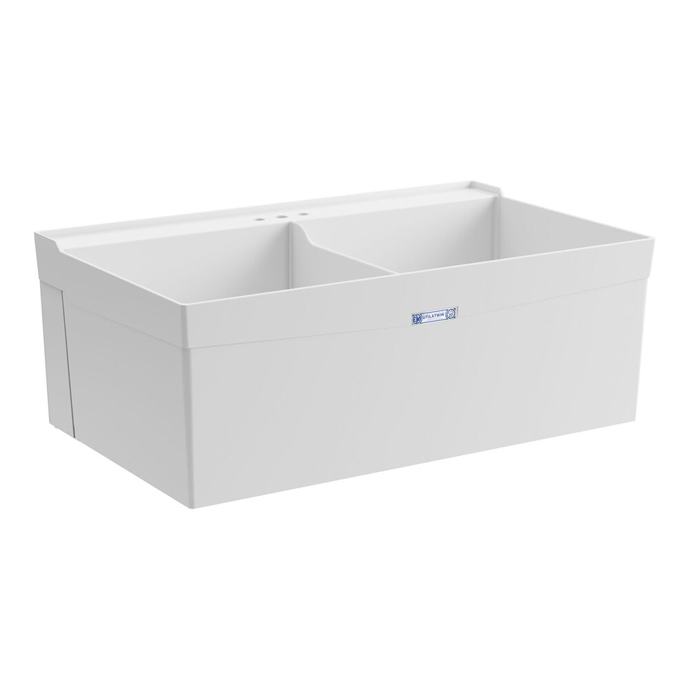 E.L. Mustee 27W UTILATWIN 40" x 24" 2-Compartment Thermoplastic Wall ...