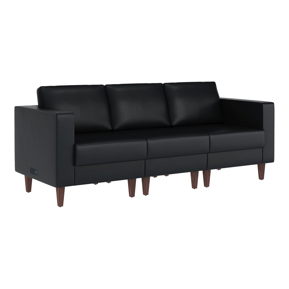 Flash Furniture Hercules Artemis Black LeatherSoft Sofa with 2 Charging ...