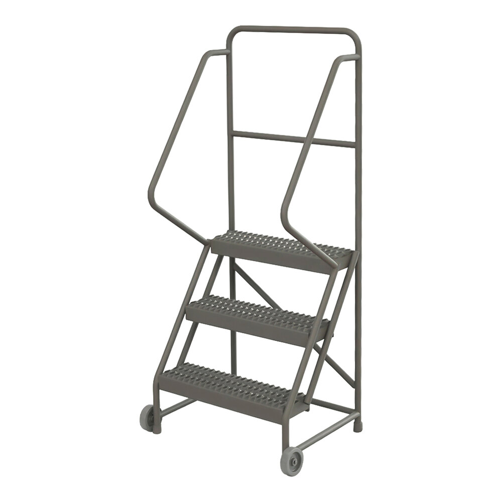 Tri-Arc Tilt & Roll 3-Step Rolling Safety Ladder with Serrated Tread ...