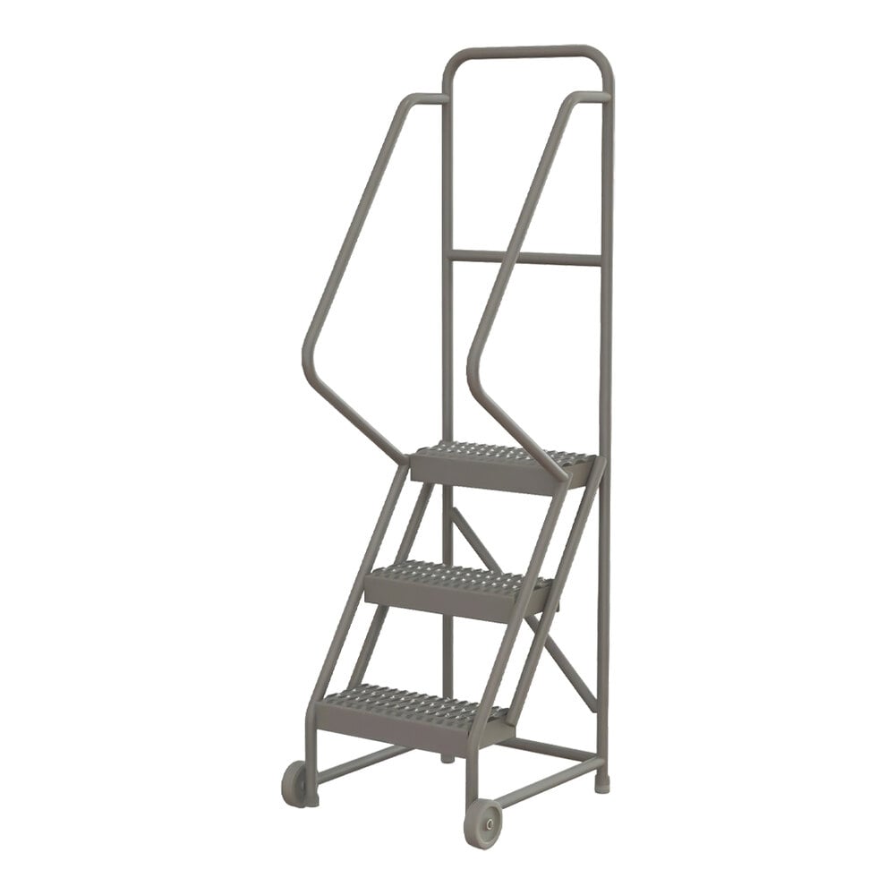 Tri-Arc Tilt & Roll 3-Step Rolling Safety Ladder with Serrated Tread ...