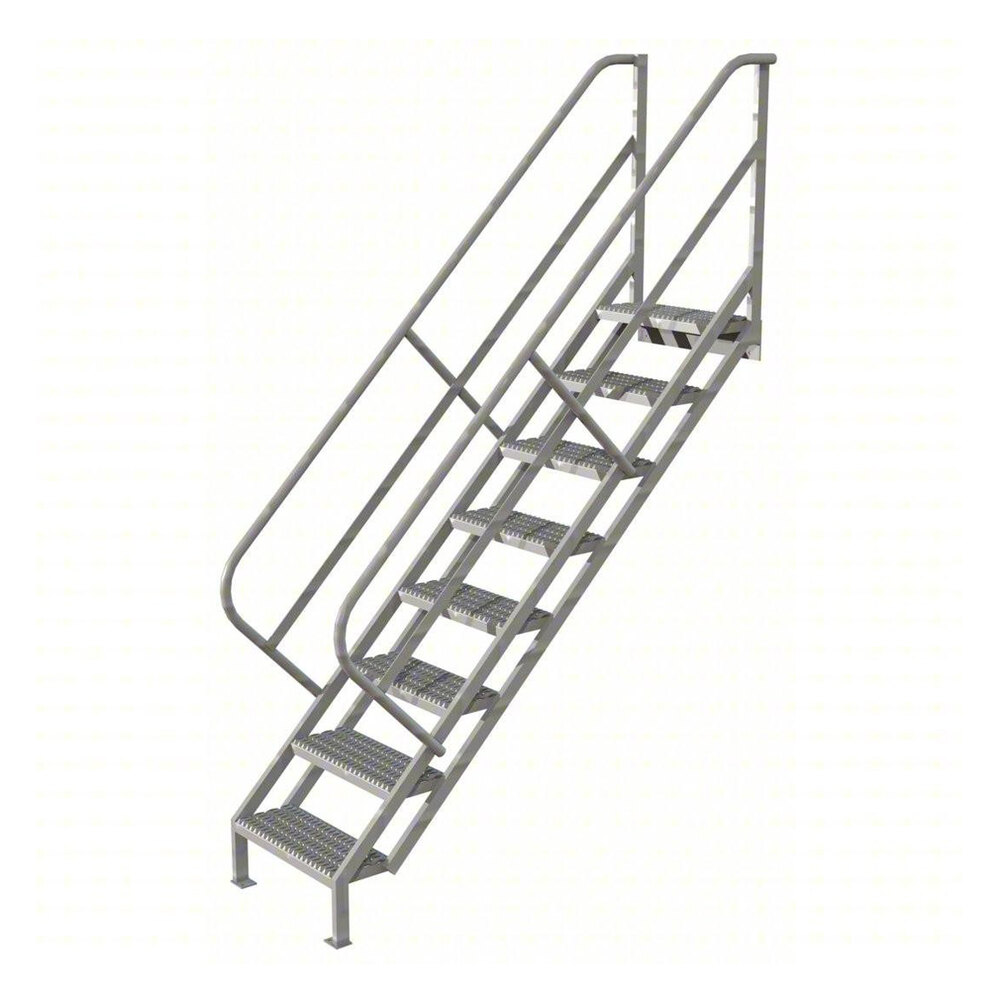 Tri-Arc 8-Step Industrial Access Stairway Ladder with Serrated Tread ...