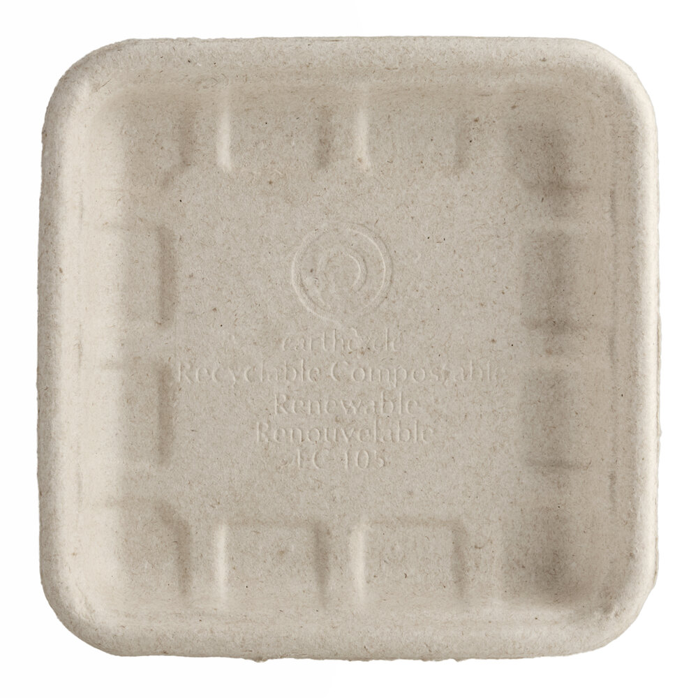 CKF Earthcycle 6" x 6" x 1" Molded Fiber / Pulp Meat Tray - 500/Case