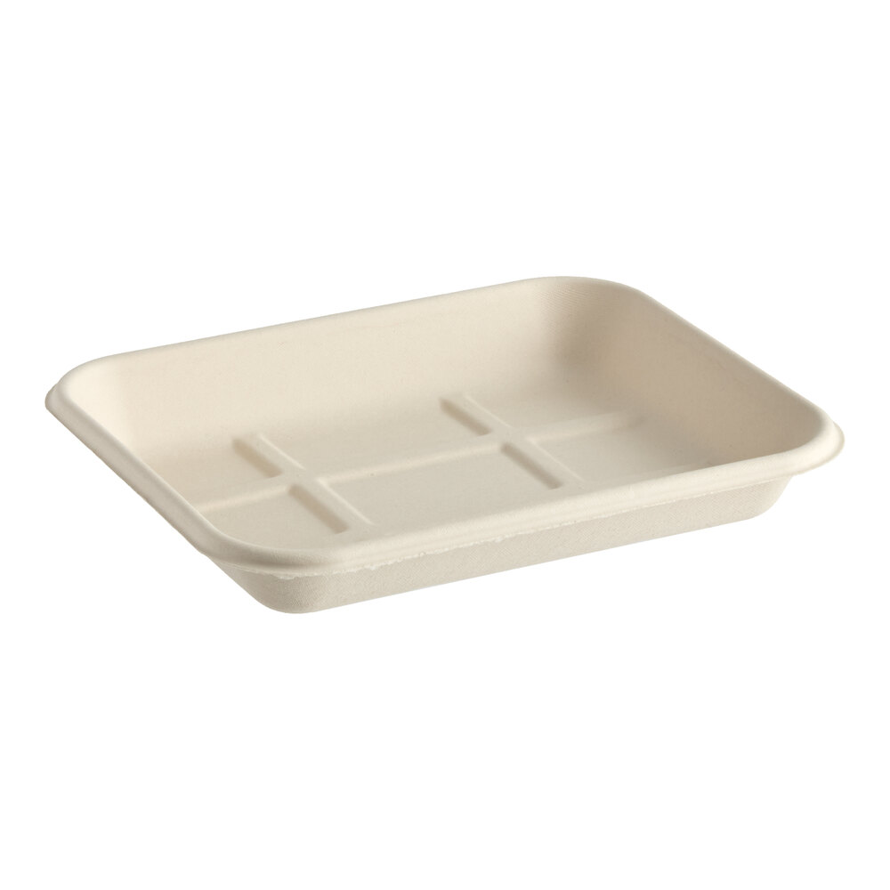 Tellus Products 9" x 7" x 1" Compostable Rectangular Fiber Meat Tray ...