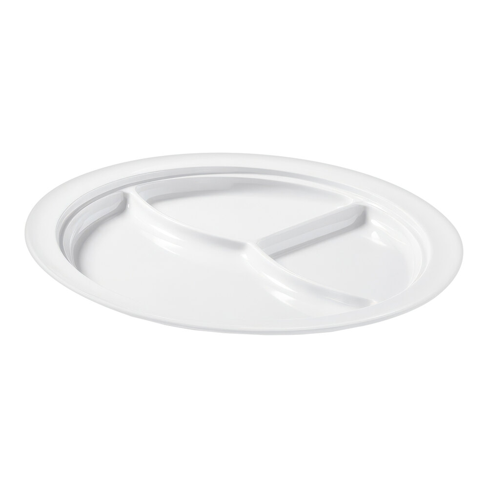GET CP-531-W White 10" SuperMel Three Compartment Plate - 12/Case