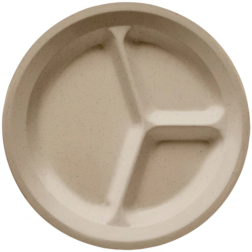 GET CP-532-S Sandstone 11" SuperMel Three Compartment Plate - 12/Case