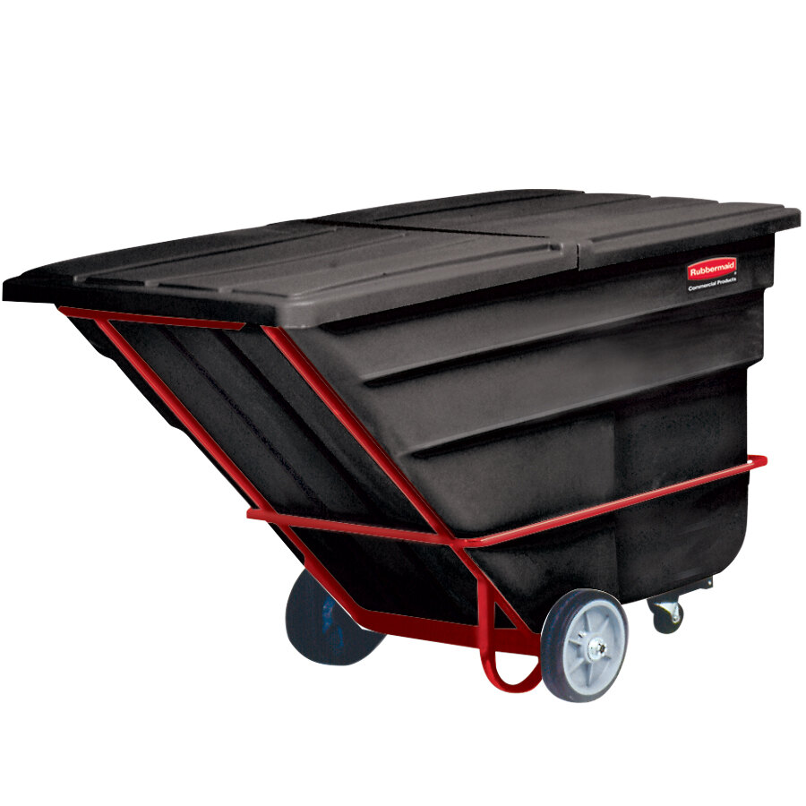 Rubbermaid FG103500BLA Black 2.0 Cubic Yard Tilt Truck / Trash Cart ...