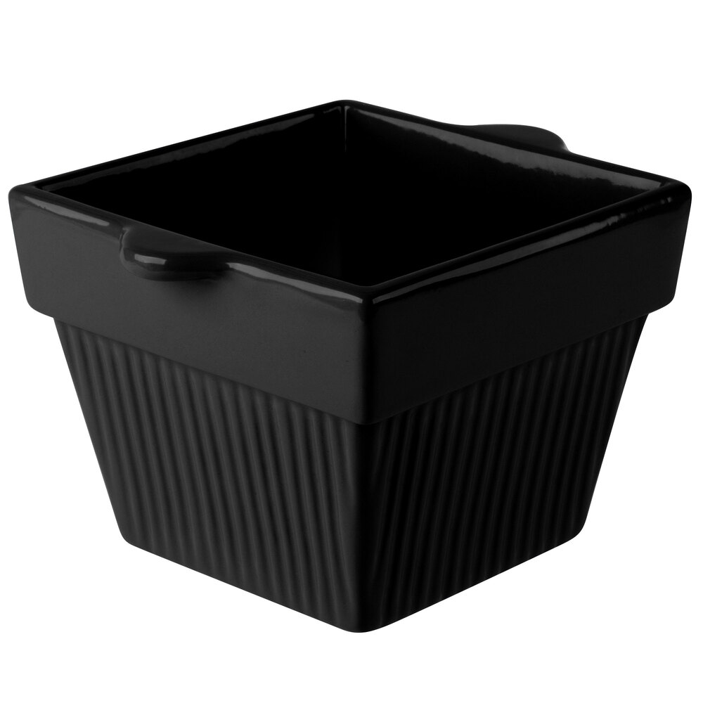 TableCraft CW1460BK 1.5 Qt. Black Cast Aluminum Square Condiment Bowl