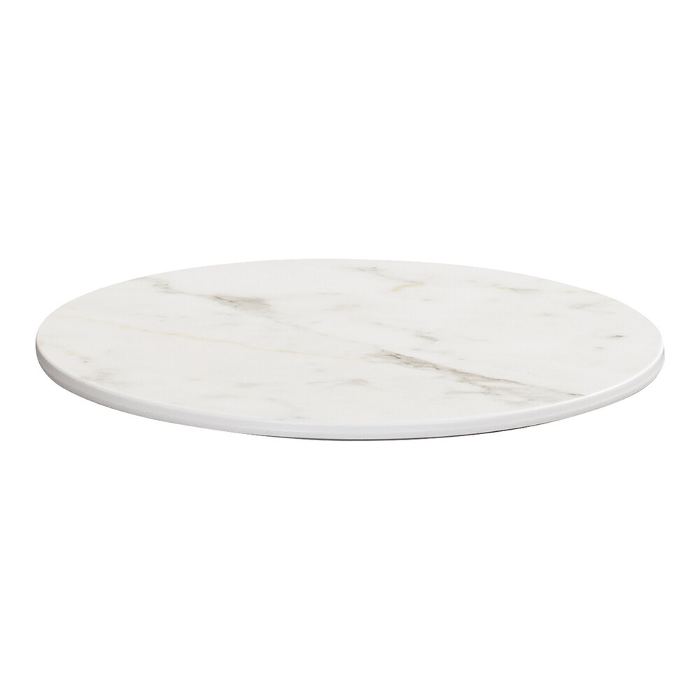 Cal-Mil 8 3/4" White Carrara Marble Round Melamine Tray - 6/Case