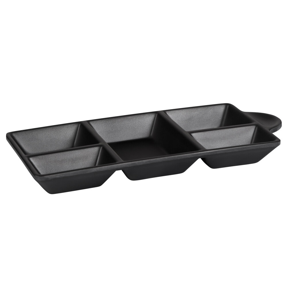 Elite Global Solutions JWT6C Ore 8 3/4" x 4 3/8" Black Five-Compartment ...