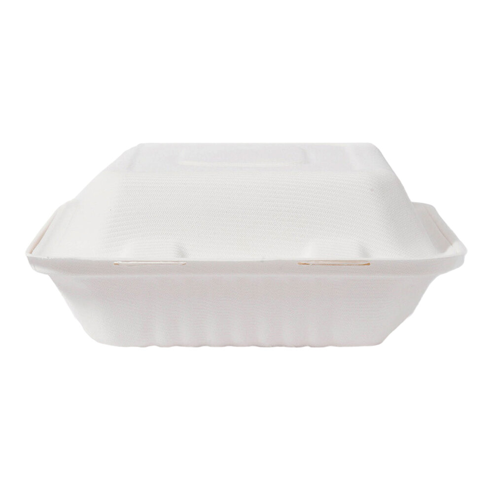 Greenprint 8" x 8" Compostable Sugarcane Fiber Clamshell Take-Out ...