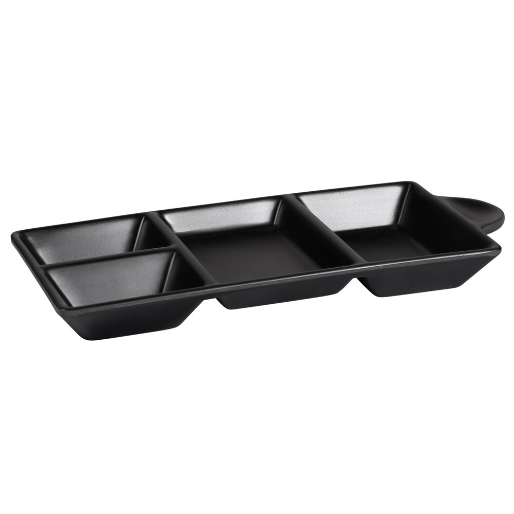 Elite Global Solutions JWT4C Ore 8 3/4" x 4 3/8" Black Four-Compartment ...