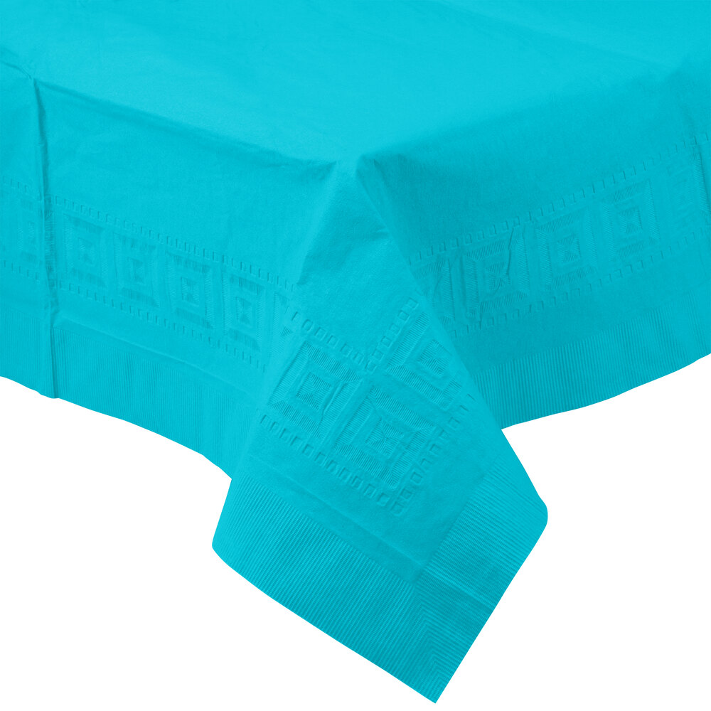 Creative Converting 711039 54" x 108" Bermuda Blue Tissue / Poly Table ...