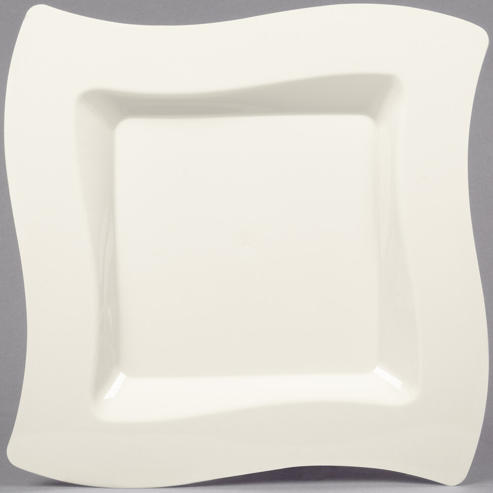 Fineline Wavetrends 109-BO 9 1/2" Bone / Ivory Plastic Square Plate ...