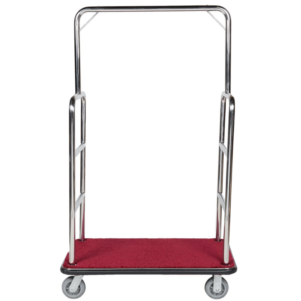 Aarco LC-1C Rectangular Stainless Steel Chrome Finish Luggage Cart with ...