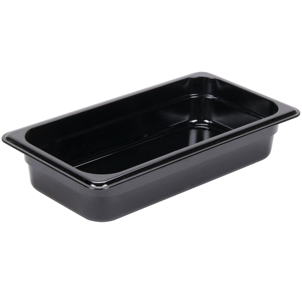 Carlisle 3086003 StorPlus 1/3 Size Black High Heat Plastic Food Pan - 2 ...
