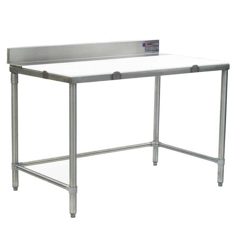 Eagle Group CT3048S-BS 30" x 48" Poly Top Cutting Table with Backsplash