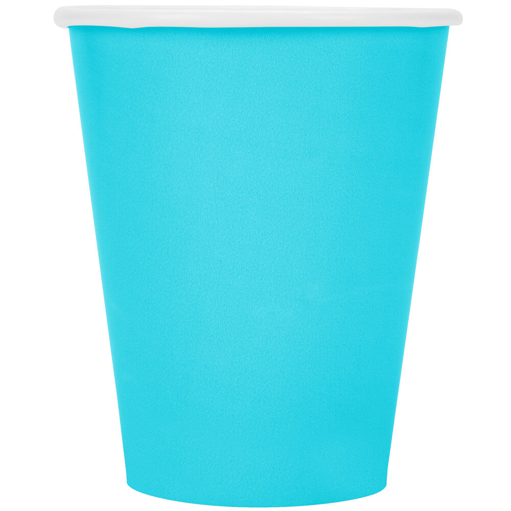 Creative Converting 561039B 9 oz. Bermuda Blue Poly Paper Hot / Cold ...