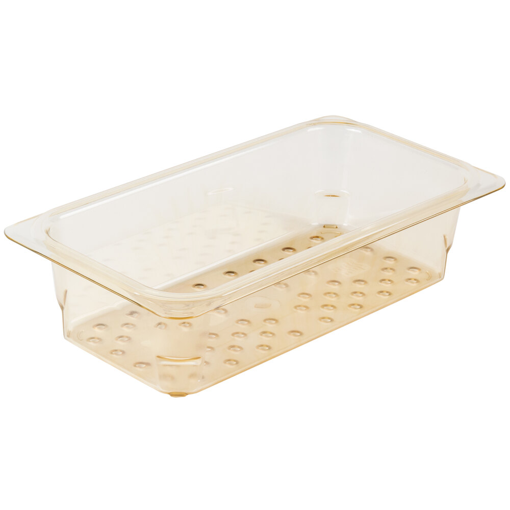 Cambro 33CLRHP150 H-Pan™ 1/3 Size Amber High Heat Plastic Colander Pan ...