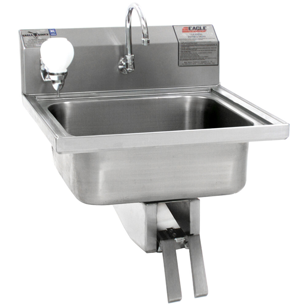 Eagle Group W1916 Stainless Steel Wall Mount Hand Sink with Knee Pedal ...
