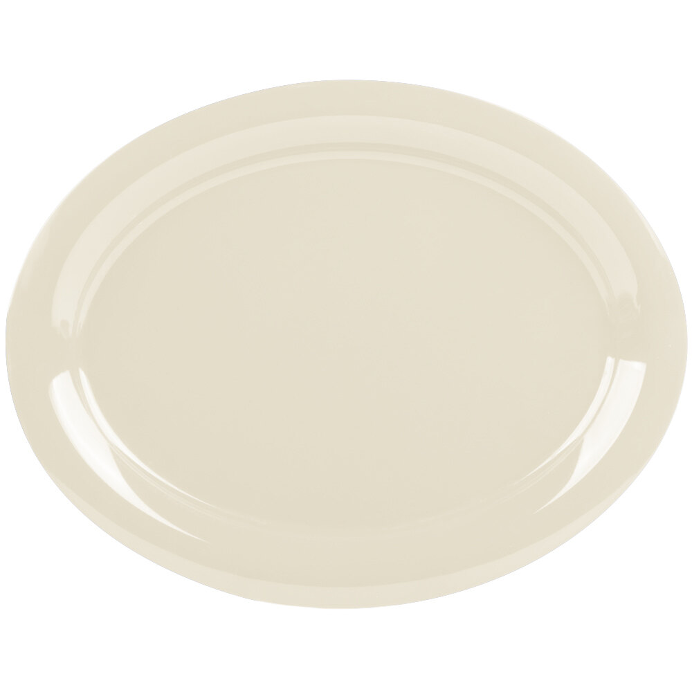 GET OP-135-DI Diamond Ivory 13 1/2" Oval Platter - 12/Case