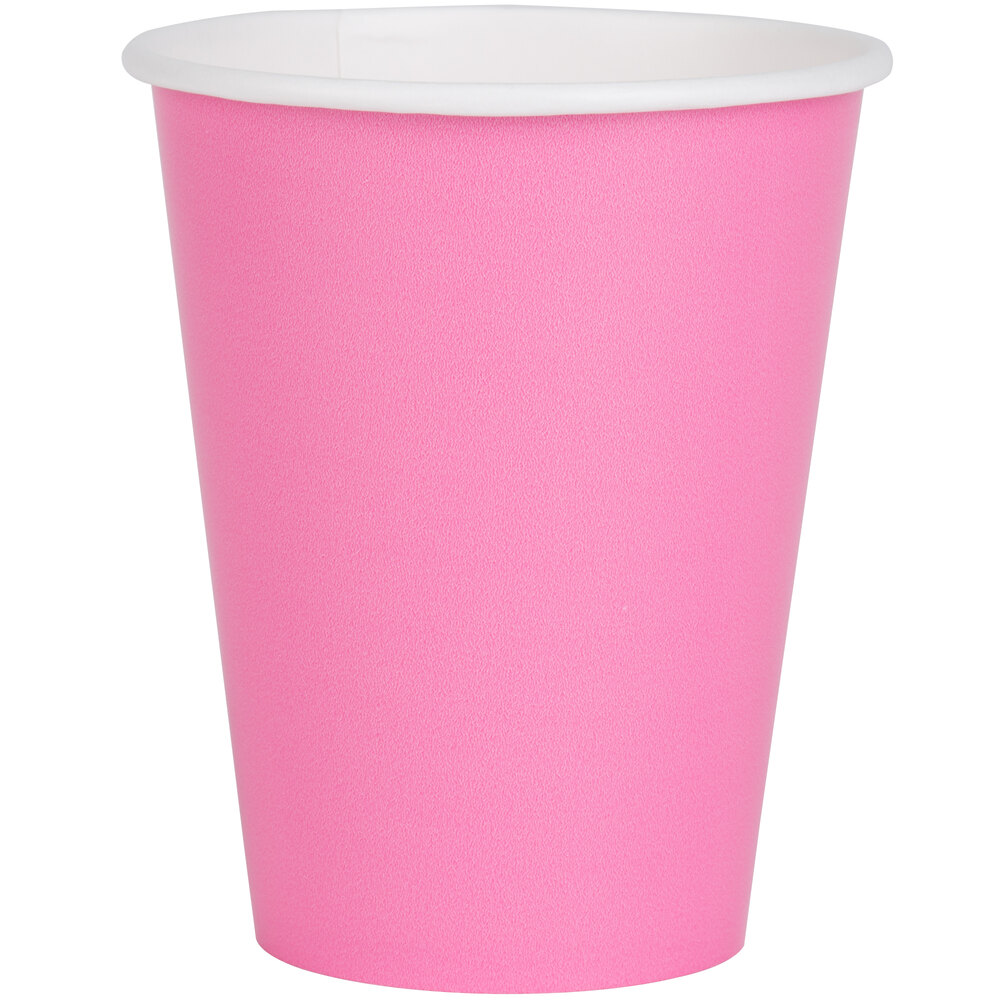 Creative Converting 563042B 9 oz. Candy Pink Poly Paper Hot / Cold Cup ...