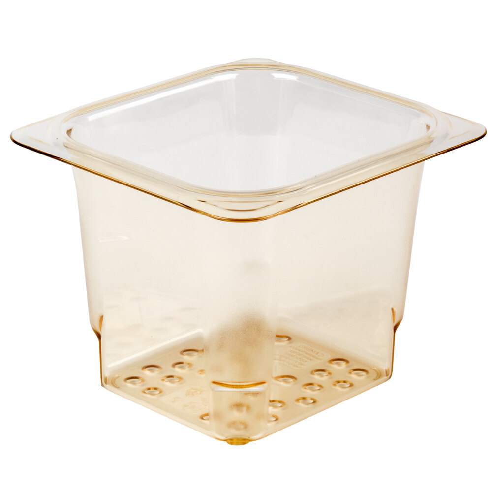 Cambro 65CLRHP150 H-Pan 1/6 Size Amber High Heat Colander Food Pan - 5 ...