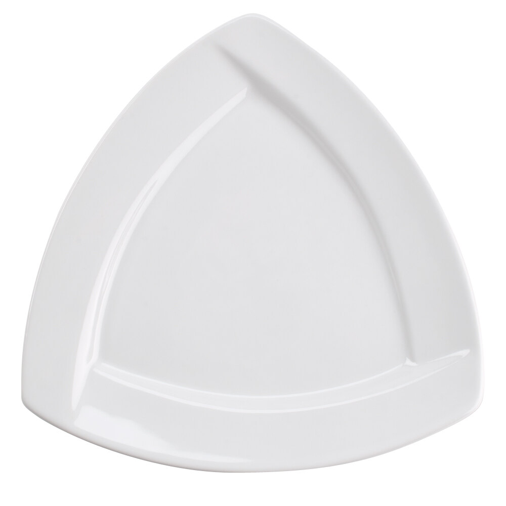 Tuxton BWZ-102J 10 1/8" White Triangle China Plate - 12/Case