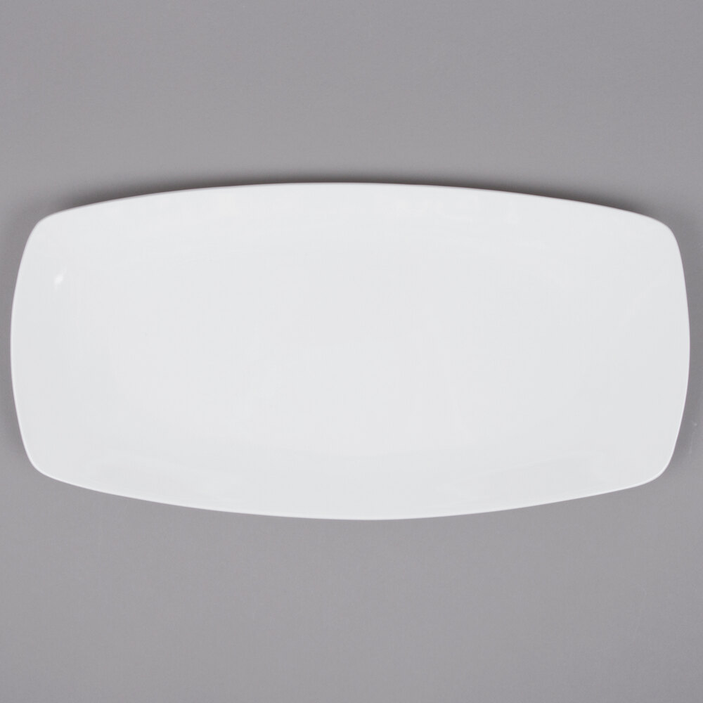 Tuxton BPH-161H 16" x 8" Porcelain White Rectangular China Plate with ...