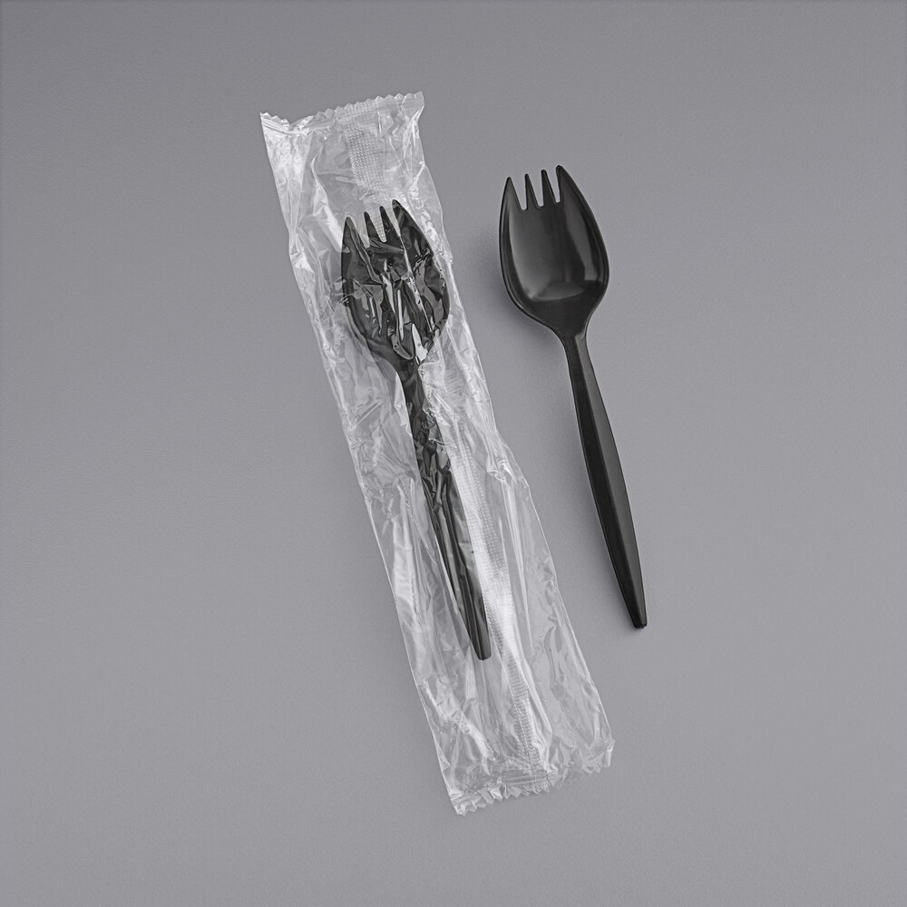Choice Individually Wrapped Medium Weight Black Polypropylene Plastic ...