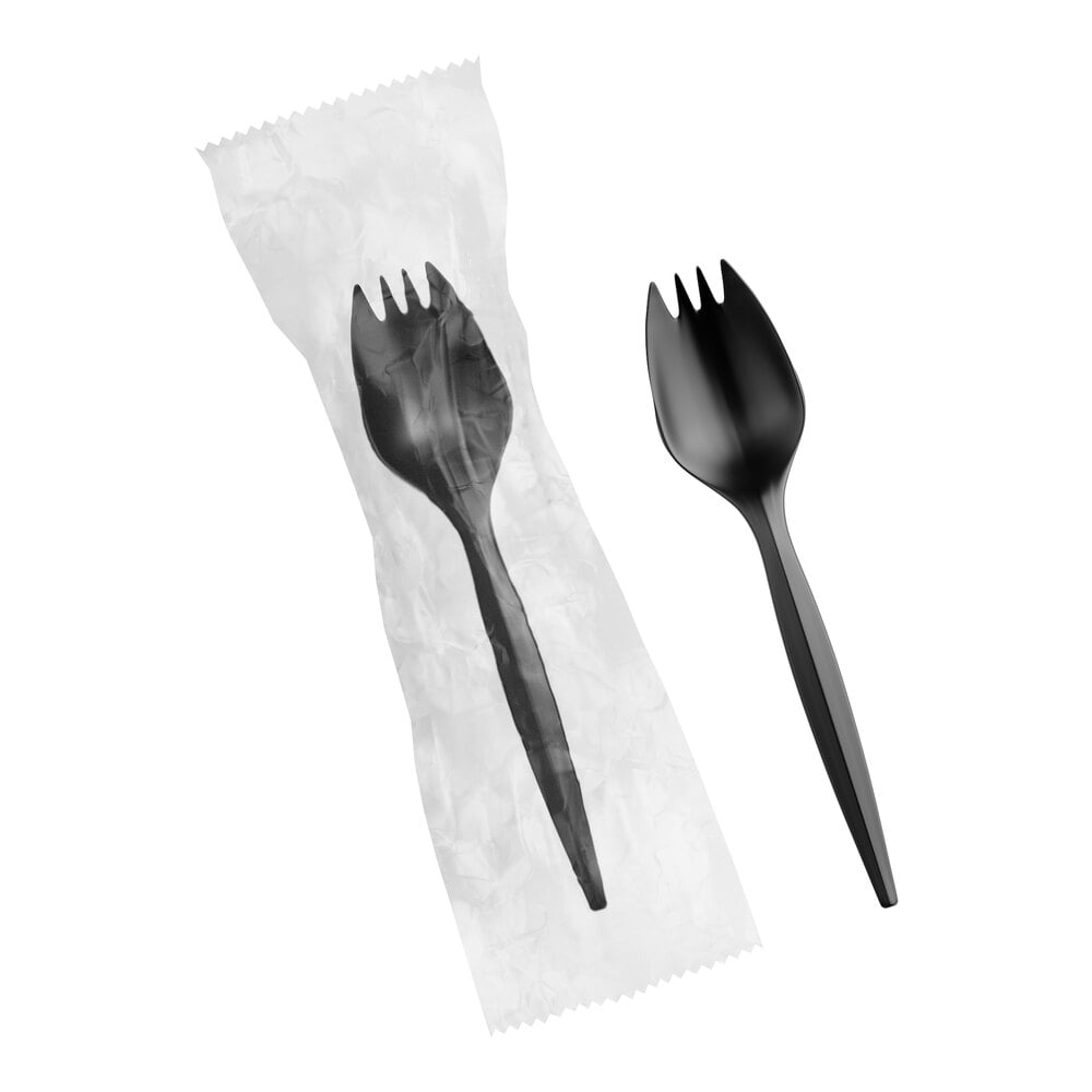 Choice Individually Wrapped Medium Weight Black Polypropylene Plastic ...
