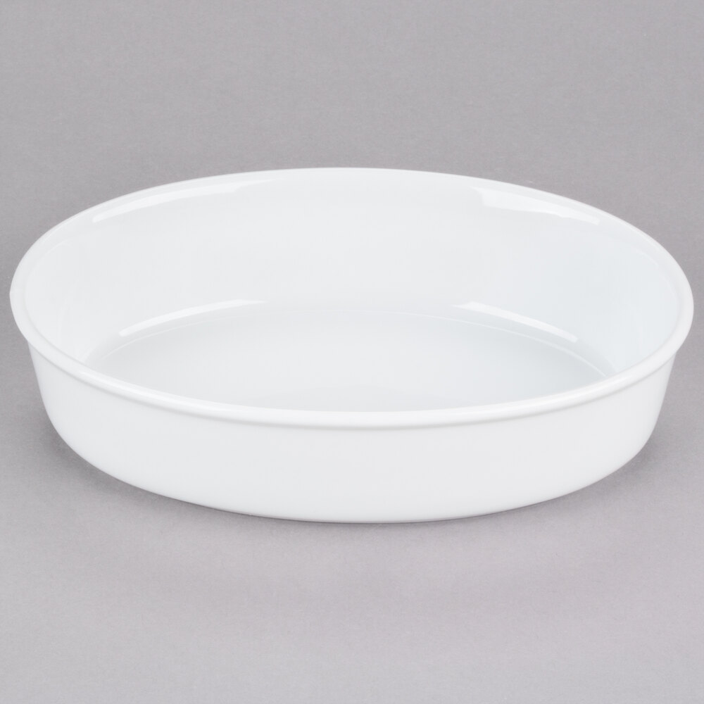 CAC ODP-6 34 oz. White Oval Deep Dish Porcelain Serving Platter - 24/Case