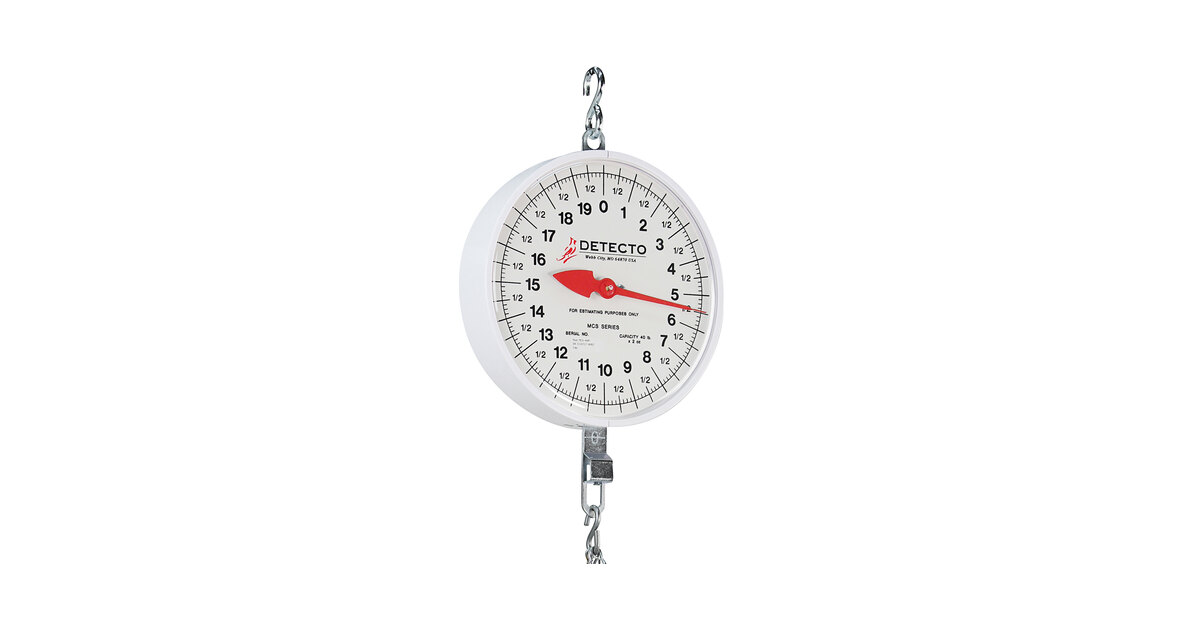 Detecto MCS-40P Dial Hanging Scale W/ Galvanized Scoop