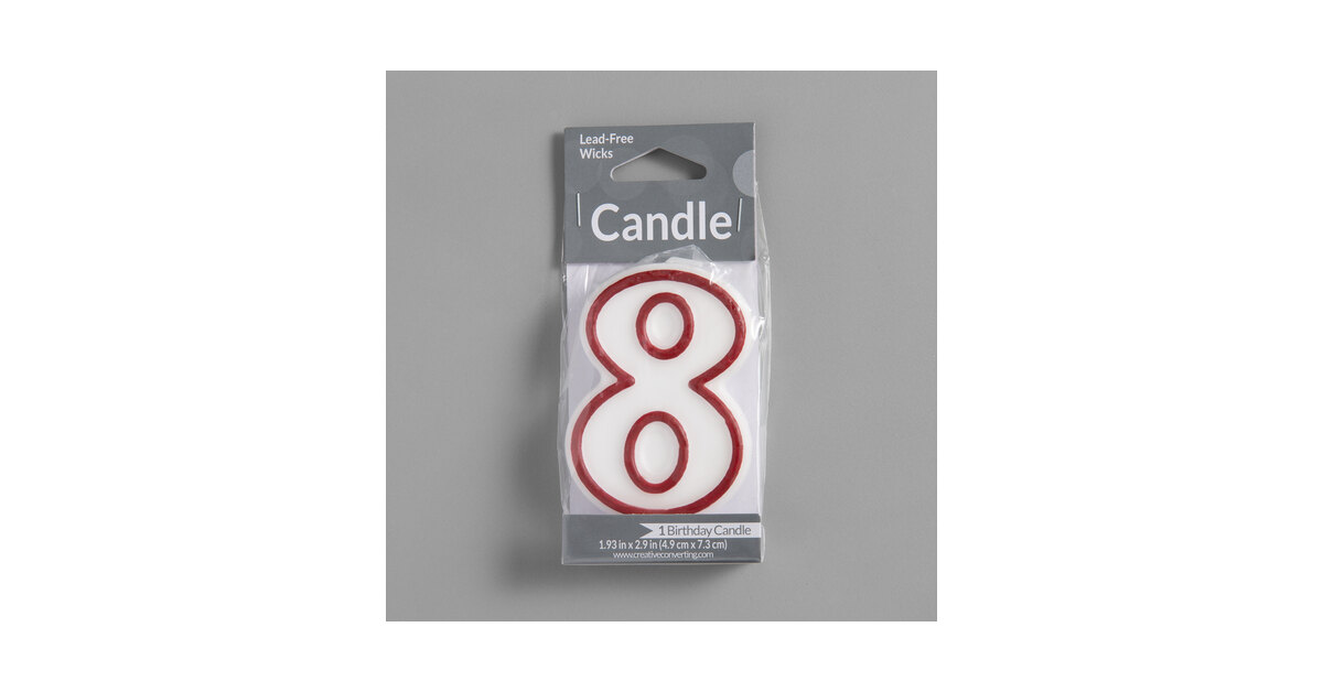 Number 8 Red Candle