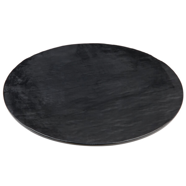 Tablecraft MG16 Frostone 16" Round Faux Slate Melamine Display Tray