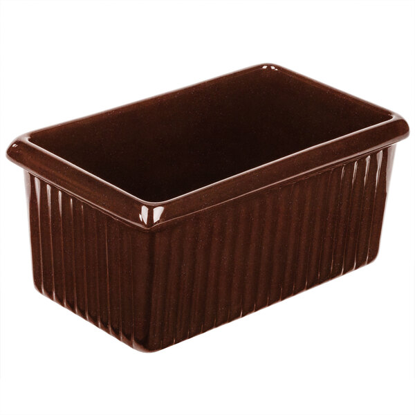 Tablecraft CW1530MAS 3 Qt. Maroon Speckle Rectangle Server with Ridges