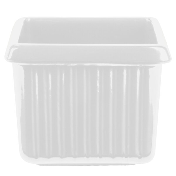 Tablecraft CW1520W 1 Qt. White Cast Aluminum Rectangle Server with Ridges
