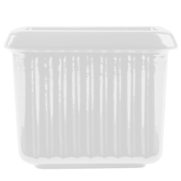 Tablecraft CW1520W 1 Qt. White Cast Aluminum Rectangle Server with Ridges