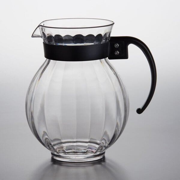 GET P-4091 90 oz. Customizable Tahiti Clear Plastic Pitcher with Black ...